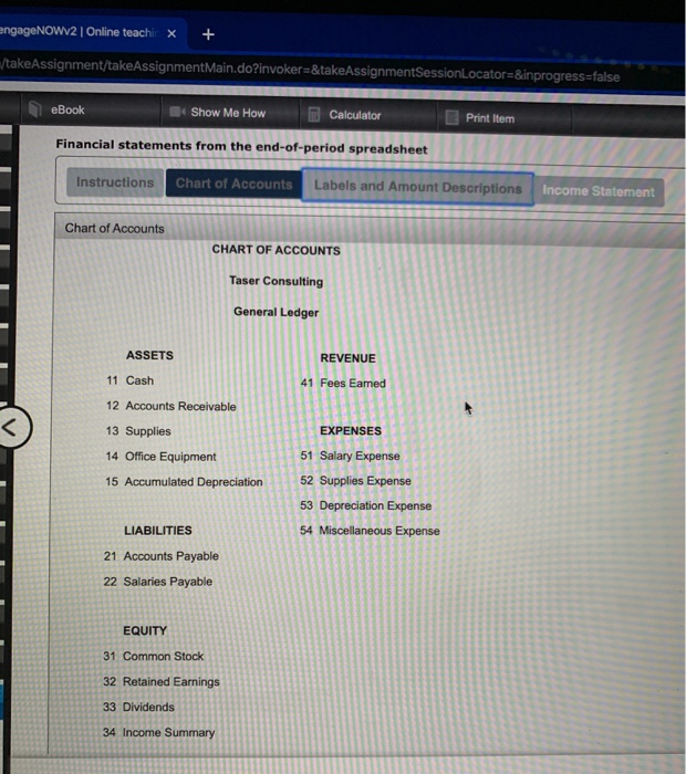 Solved Instructions Chart of Accounts Labels and Amount | Chegg.com