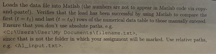 Solved Loads the data file into Matlab (the numbers are not | Chegg.com