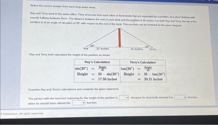 Solved Select the correct answer from each drop-down menu. | Chegg.com