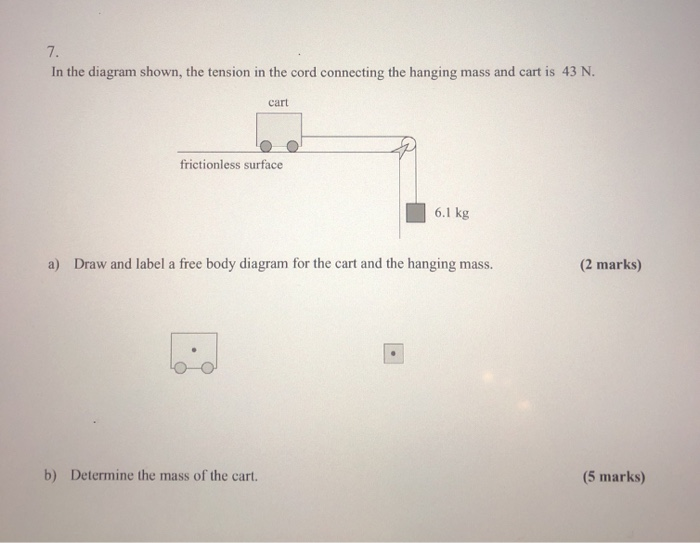 Solved 7. In the diagram shown, the tension in the cord | Chegg.com