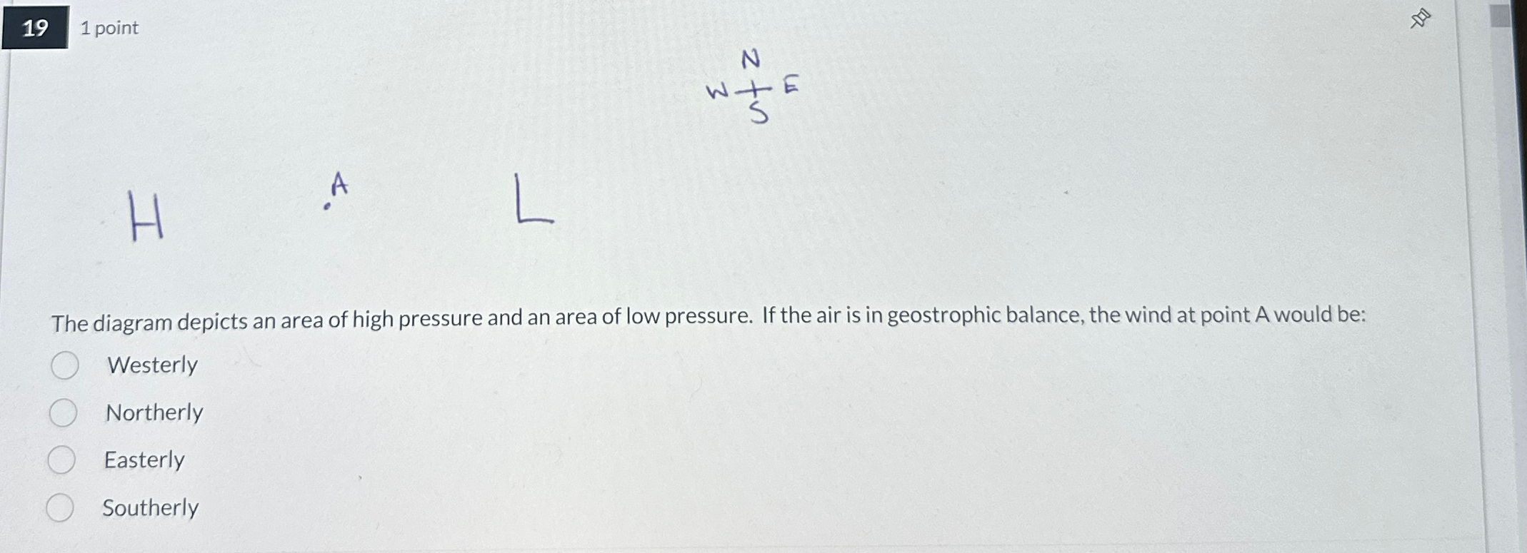 Solved 191 ﻿pointThe diagram depicts an area of high | Chegg.com