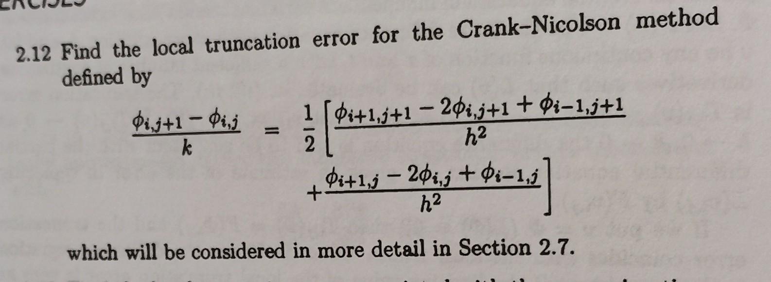 Solved 2 12 Find The Local Truncation Error For The