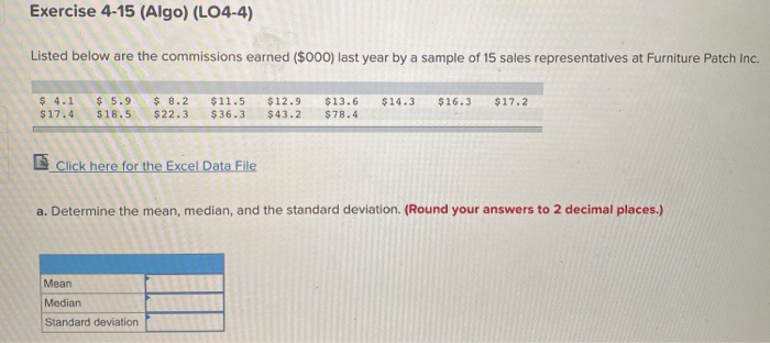 Solved Exercise 4-15 (Algo) (L04-4) Listed below are the | Chegg.com