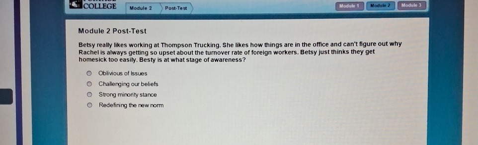 Solved COLLEGEModule 2Post-TestModule 2 ﻿Post-TestBetsy | Chegg.com