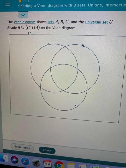 Solved SETS Shading a Venn diagram with 3 sets: Unions, | Chegg.com Solved SETS Shading a Venn diagram with 3 sets: Unions, | Chegg.com