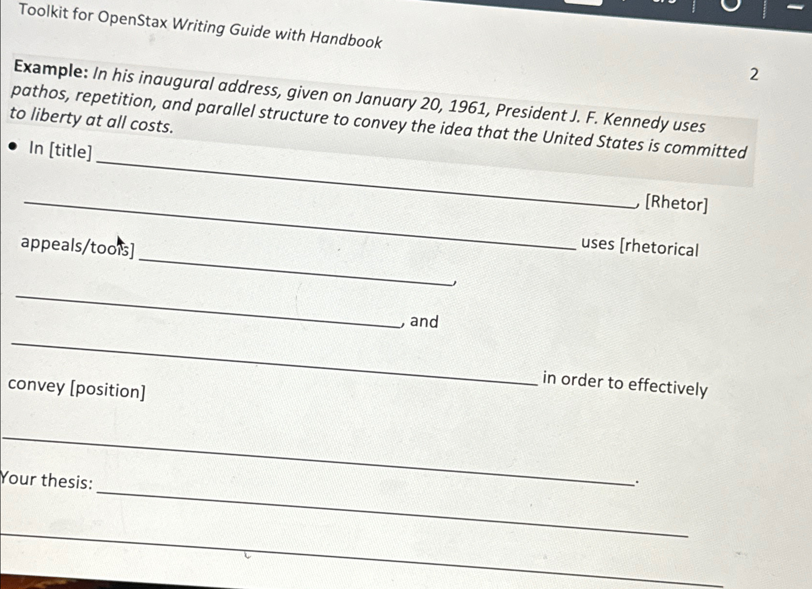 Solved Toolkit for OpenStax Writing Guide with | Chegg.com
