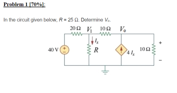 Solved Problem 1[70%] ﻿:In the circuit given below, R=25Ω. | Chegg.com