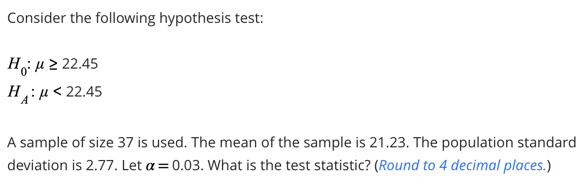 Solved Consider the following hypothesis | Chegg.com