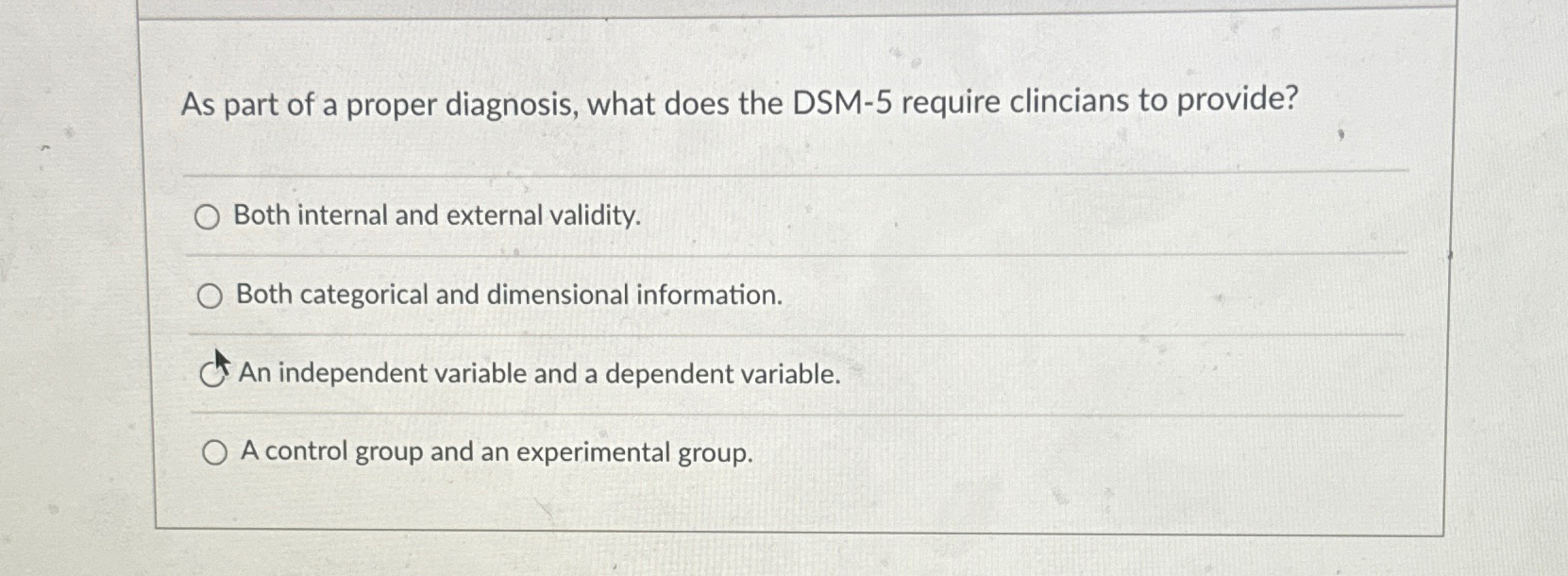 Solved As part of a proper diagnosis, what does the DSM-5 | Chegg.com