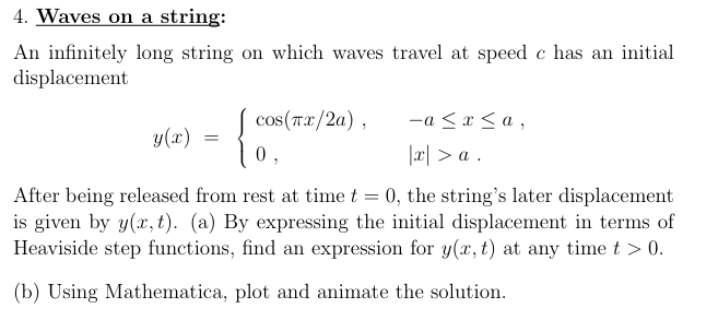Solved Waves on a string:An infinitely long string on which | Chegg.com
