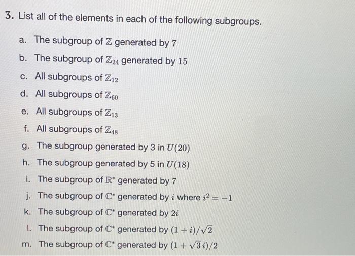 Solved 3. List all of the elements in each of the following | Chegg.com