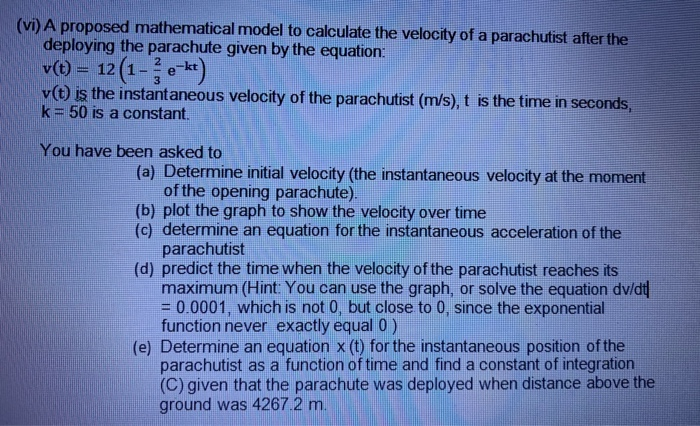 Solved (vi) A proposed mathematical model to calculate the | Chegg.com