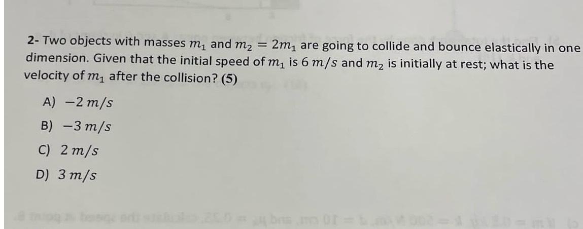 Solved 2 ﻿two Objects With Masses M1 ﻿and M2 2m1 ﻿are Going