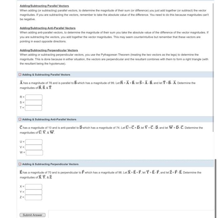 Solved Adding/Subtracting Parallel Vectors When adding (or | Chegg.com