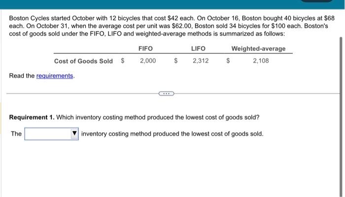 Solved Boston Cycles started October with 12 bicycles that | Chegg.com