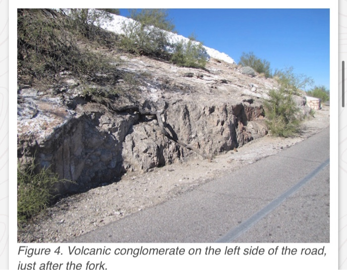 Solved Figure 4. Volcanic conglomerate on the left side of | Chegg.com