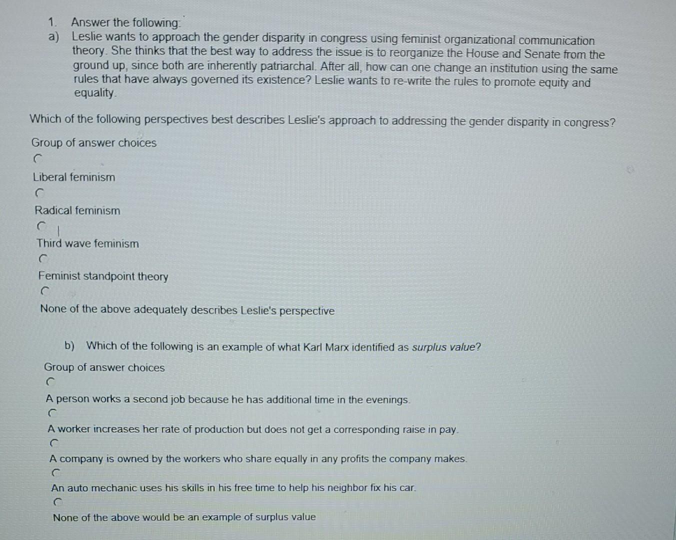 Solved 1. Answer the following: a) Leslie wants to approach | Chegg.com