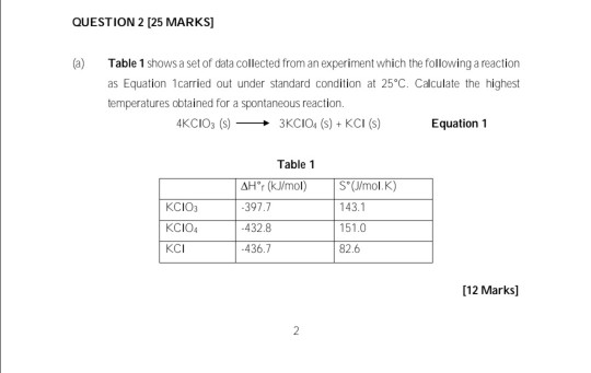 Solved QUESTION 2 [25 MARKS] (a) Table 1 shows a set of data | Chegg.com
