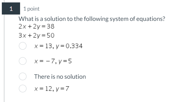 Solved 11 ﻿pointWhat is a solution to the following system | Chegg.com