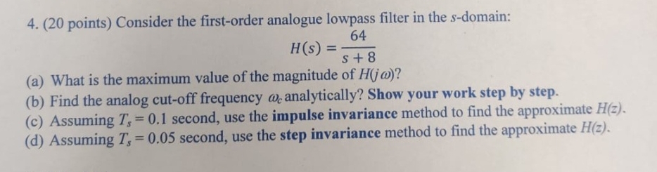 Solved (20 ﻿points) ﻿Consider the first-order analogue | Chegg.com