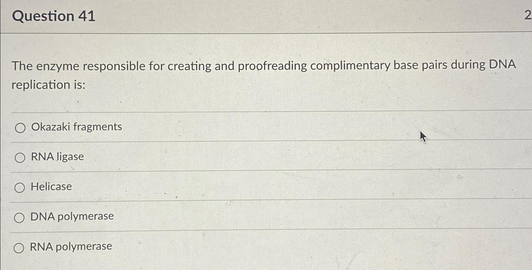 Solved Question 41The enzyme responsible for creating and | Chegg.com