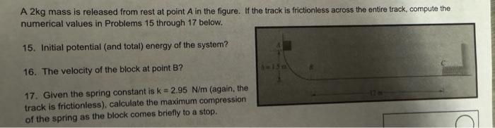 Solved A 2 kg mass is released from rest at point A in the | Chegg.com
