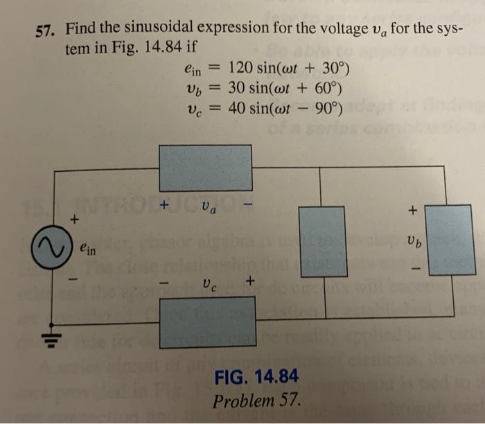 Solved 57. Find the sinusoidal expression for the voltage va | Chegg.com