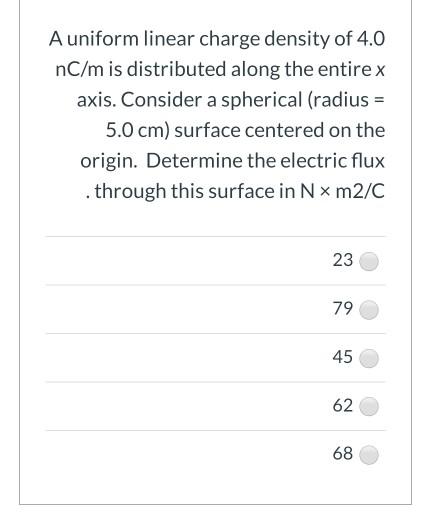 Solved A Charge of uniform linear density (4.0 nC/m) is | Chegg.com
