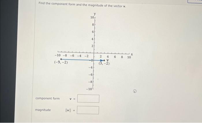 Solved Find the component form and the magnitude of the | Chegg.com