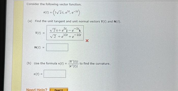 Consider the following vector function. | Chegg.com