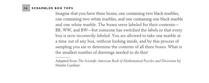 Solved 16. SCRAMBLED BOX TOPS Imagine that you have three | Chegg.com