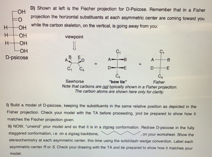 Solved D) Shown at left is the Fischer projection for | Chegg.com