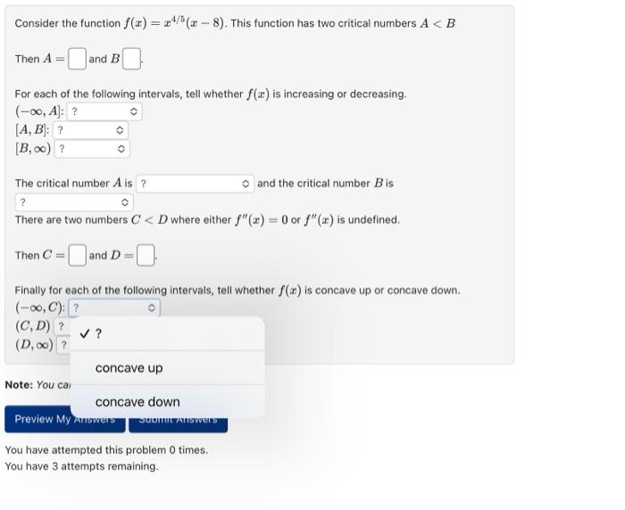 Solved Consider the function f(x)=x4/5(x−8). This function | Chegg.com
