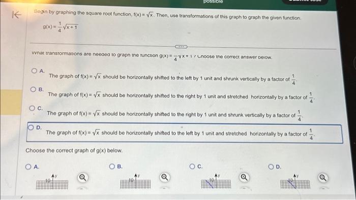 Solved K Begin by graphing the square root function, | Chegg.com