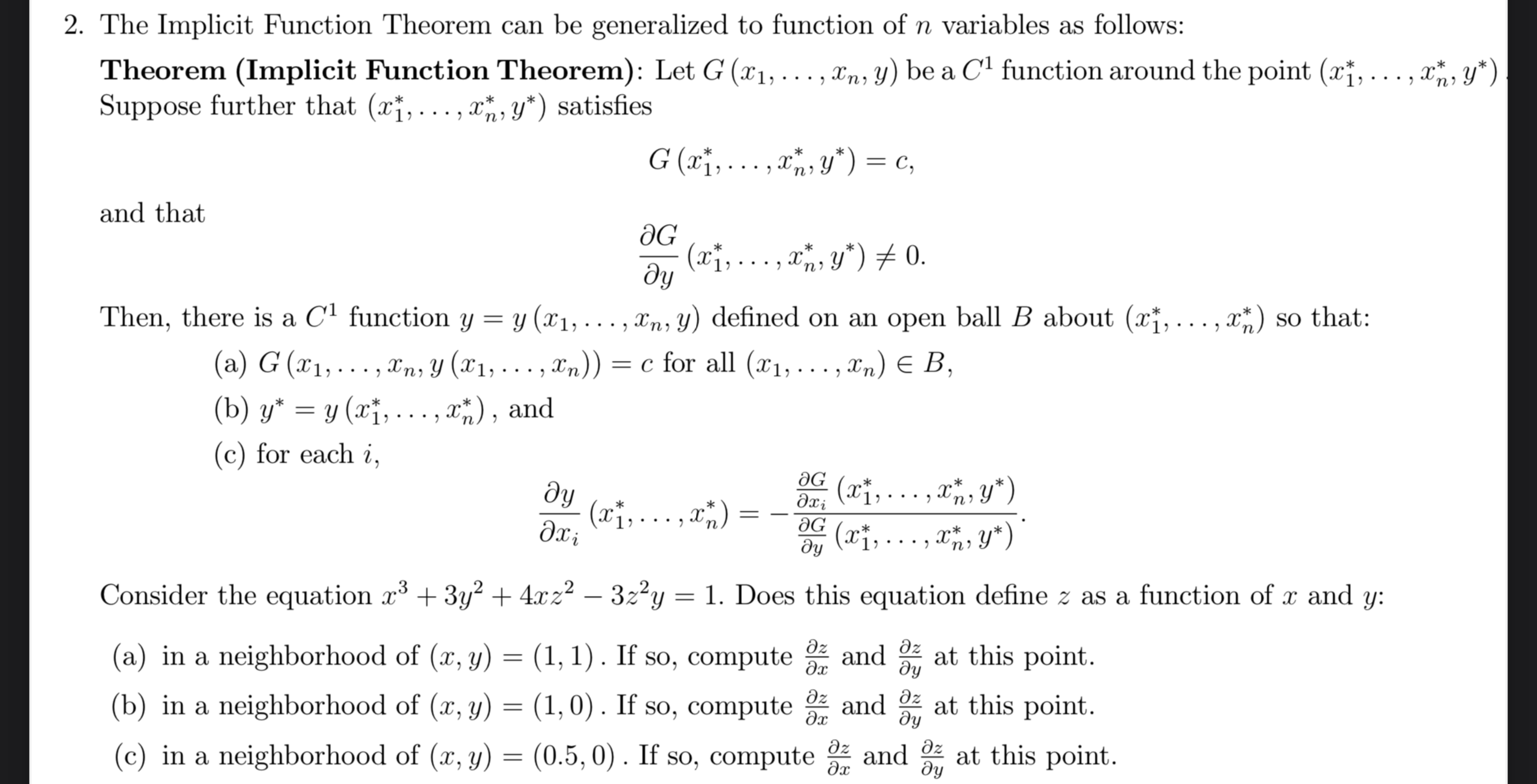 Solved The Implicit Function Theorem can be generalized to | Chegg.com
