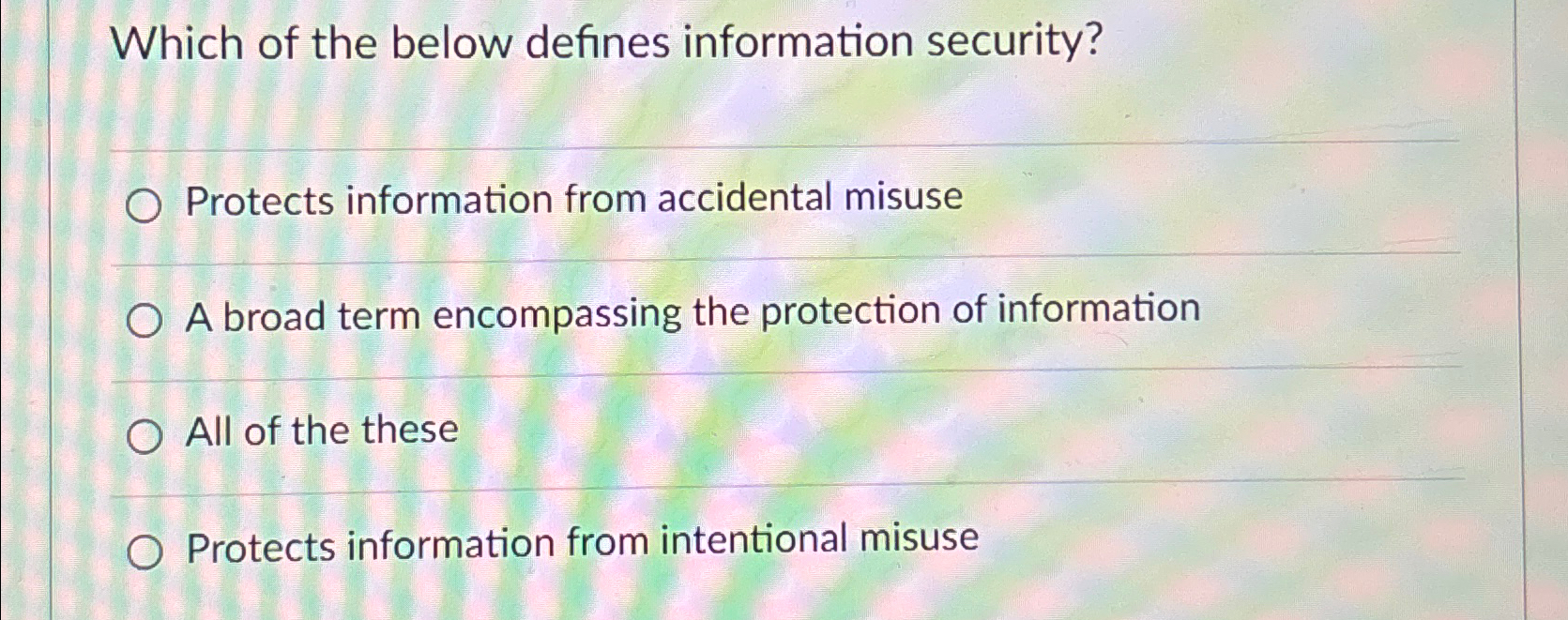 Solved Which of the below defines information | Chegg.com
