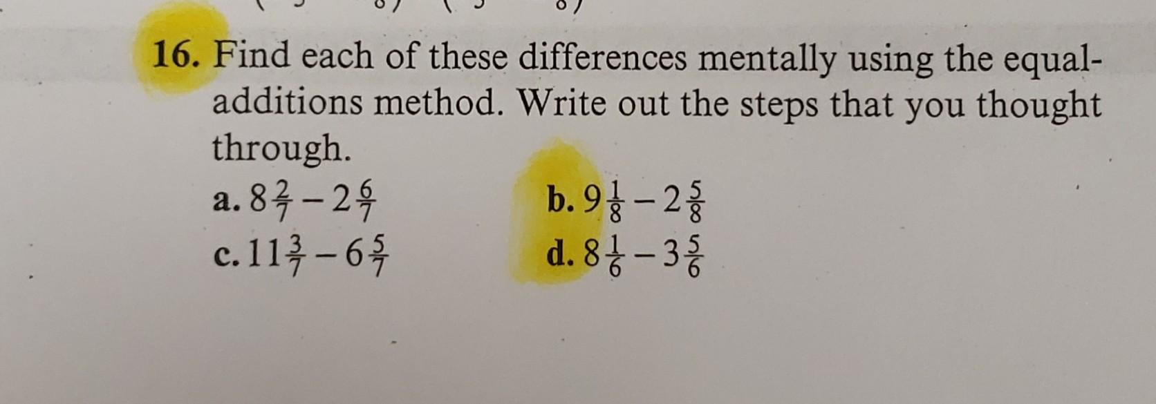 Solved 16. Find each of these differences mentally using the | Chegg.com