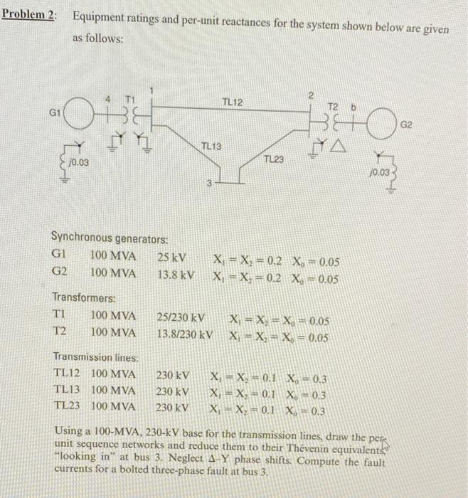 Solved Problem 2: Equipment ratings and per-unit reactances | Chegg.com