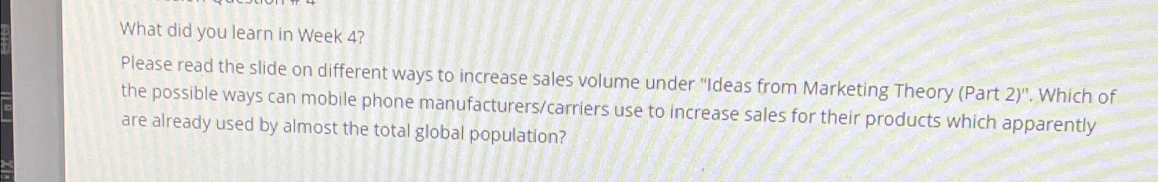 Solved What did you learn in Week 4?Please read the slide on | Chegg.com