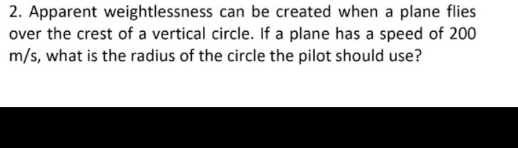 Solved 2. Apparent weightlessness can be created when a | Chegg.com