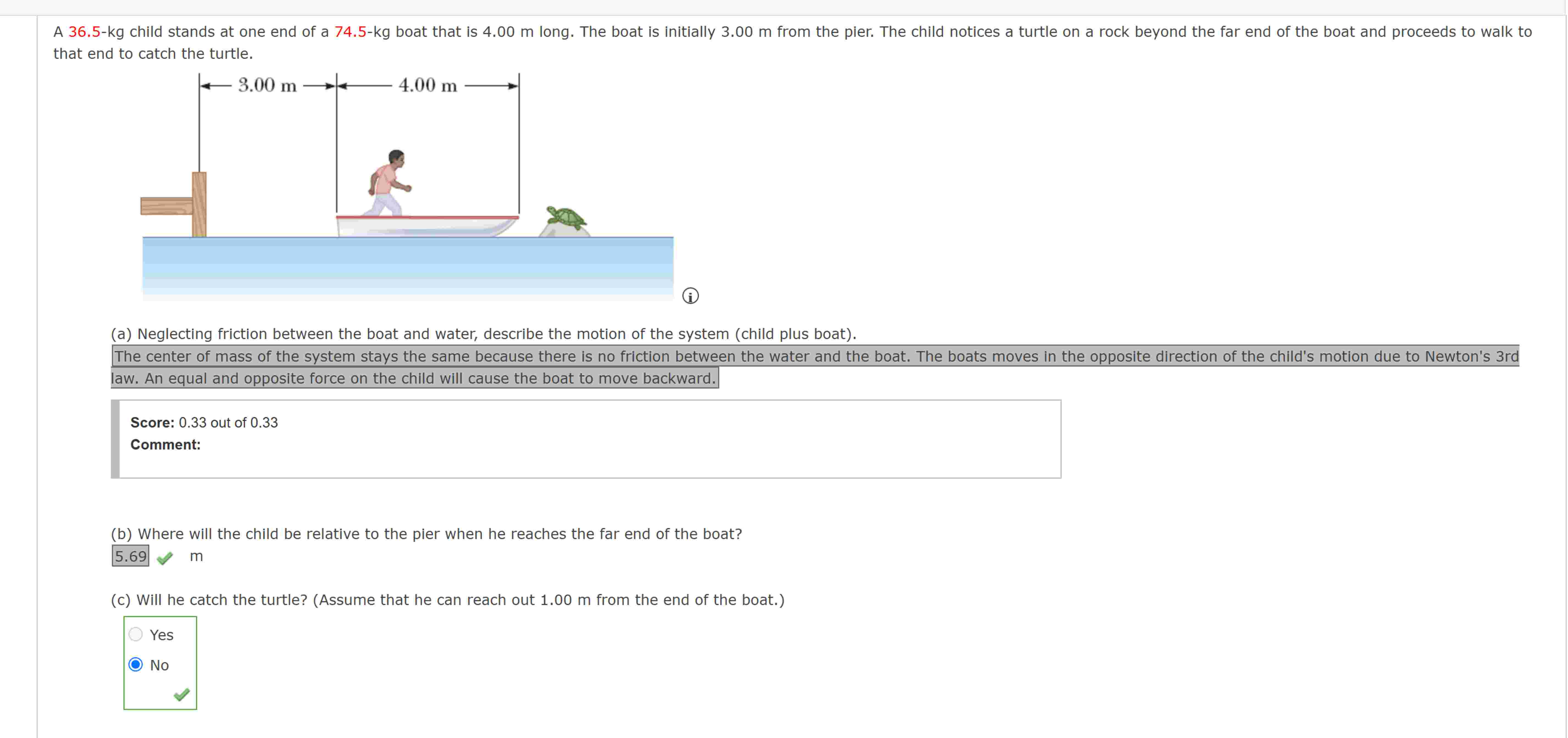 Solved that end to catch the turtle.(a) ﻿Neglecting friction | Chegg.com