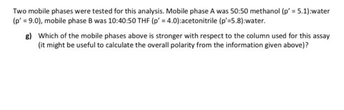 Solved Two mobile phases were tested for this analysis. | Chegg.com