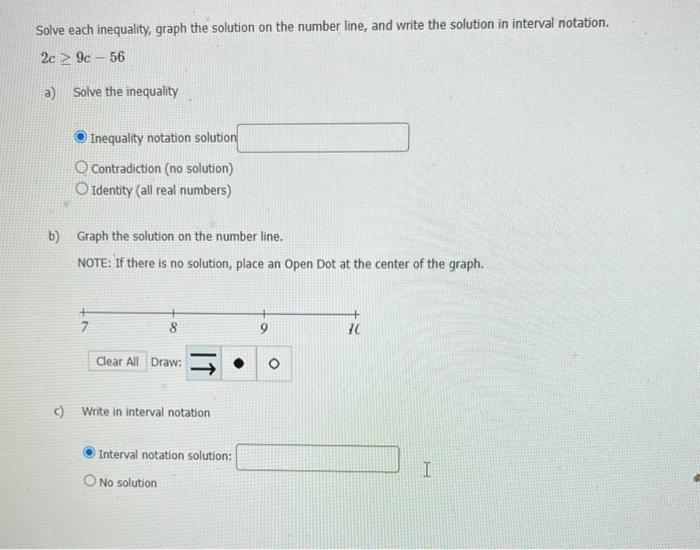 Solved Solve each inequality, graph the solution on the | Chegg.com