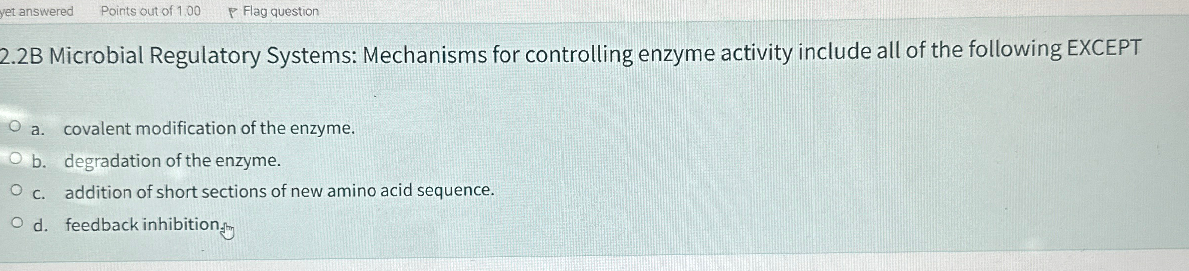 Solved 2.2B Microbial Regulatory Systems: Mechanisms for | Chegg.com