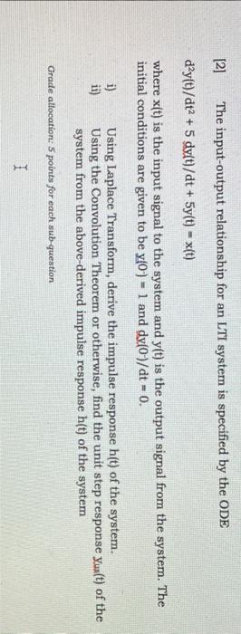 Solved 2 The Input Output Relationship For An Lti System 6685