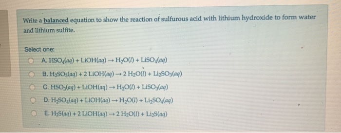 Solved Write a balanced equation to show the reaction of | Chegg.com