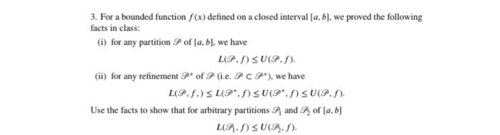 Solved 3. For a bounded function f(x) defined on a closed | Chegg.com