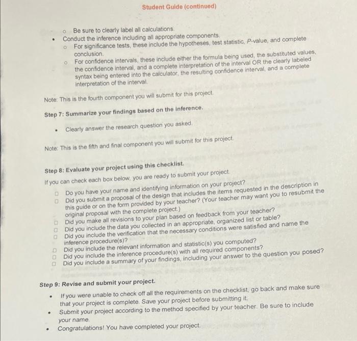 Solved I have a project for AP Stats and this is all of the | Chegg.com