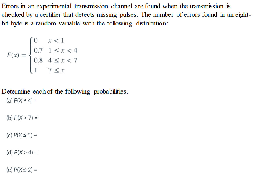 Solved Errors in an experimental transmission channel are | Chegg.com