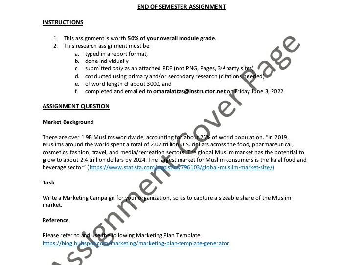 END OF SEMESTER ASSIGNMENT INSTRUCTIONS 1. This | Chegg.com